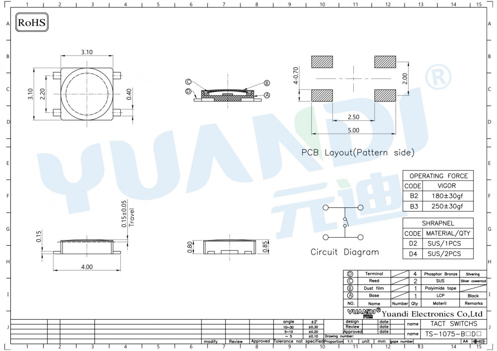 YUANDI TS-1075-B3D4 technical drawing page 1