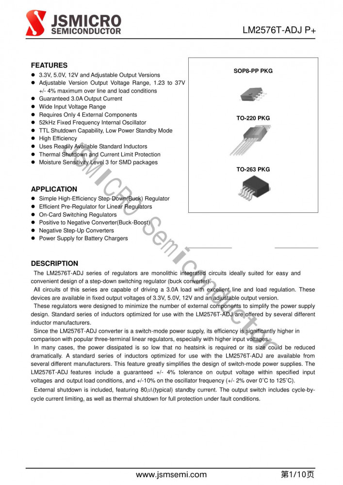 LM2576T-ADJ P+ datasheet page 1
