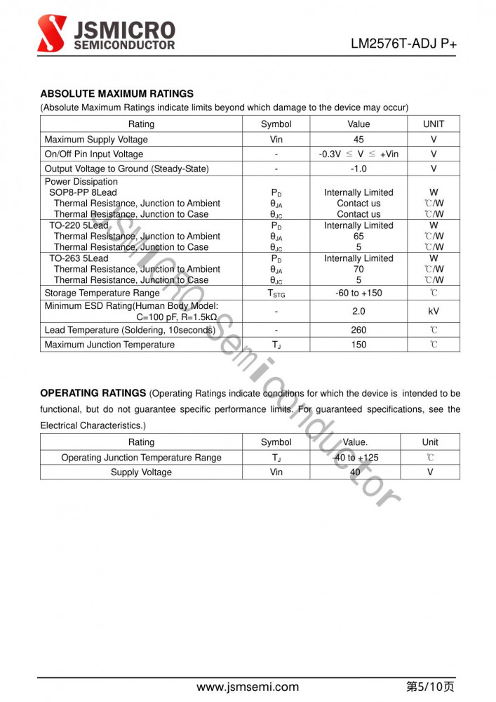 LM2576T-ADJ P+ datasheet page 5