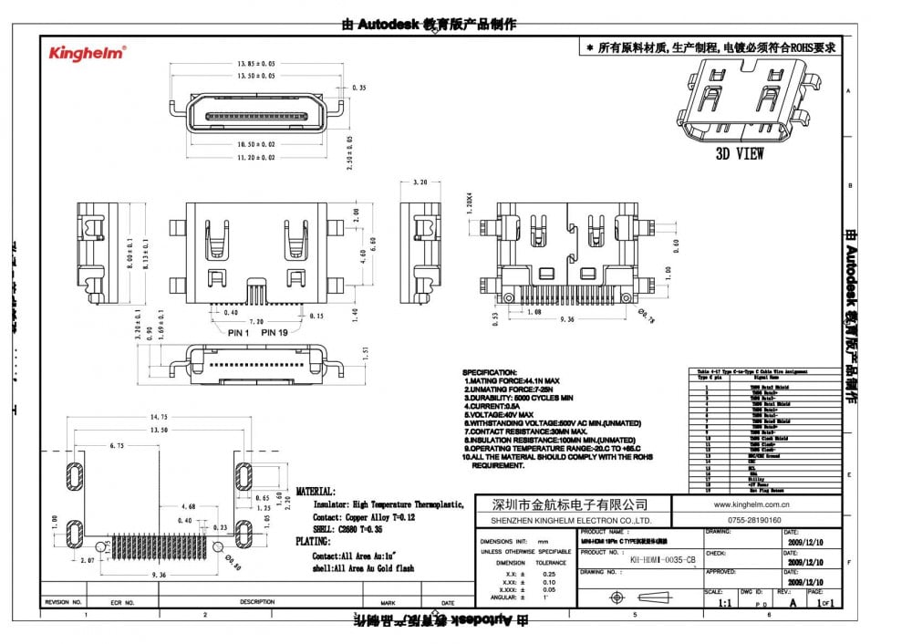 KH-HDMI-0035-CB technical drawing preview