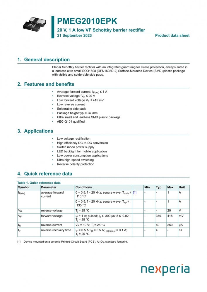 PMEG2010EPK datasheet page 1