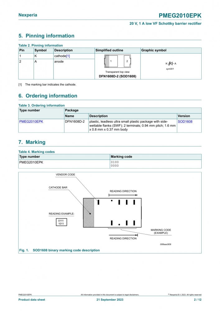 PMEG2010EPK datasheet page 2