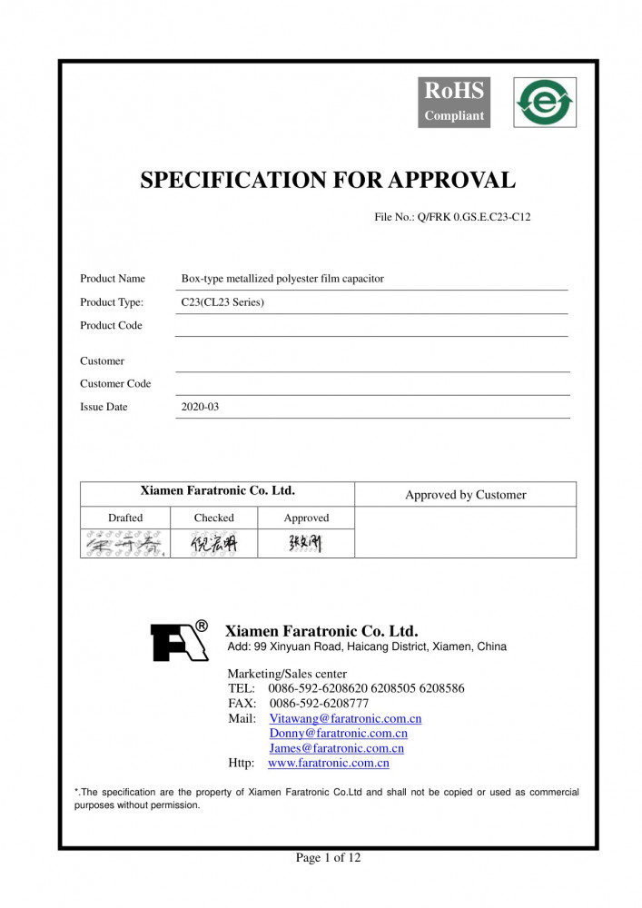 C233A474KBSC000 datasheet page 1
