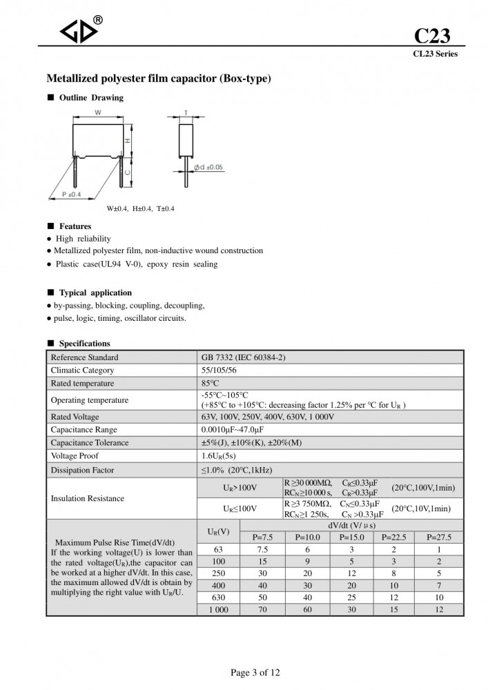 C233A474KBSC000 datasheet page 3