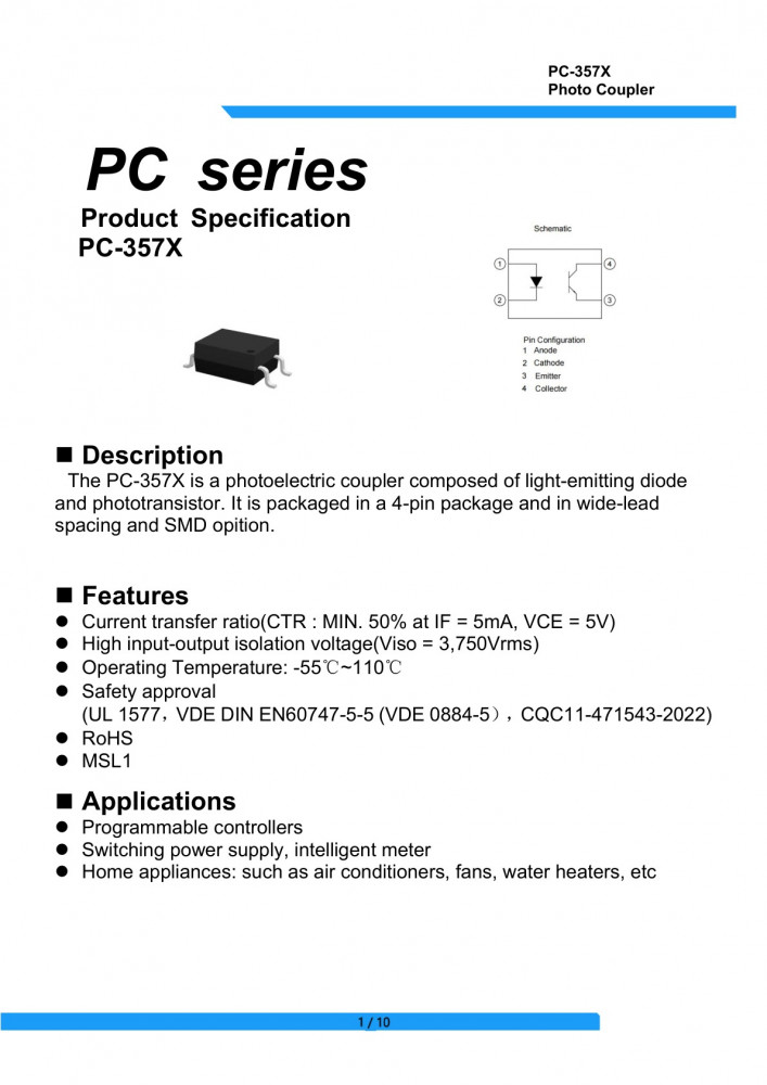 PC-357-BTP1 datasheet page 1
