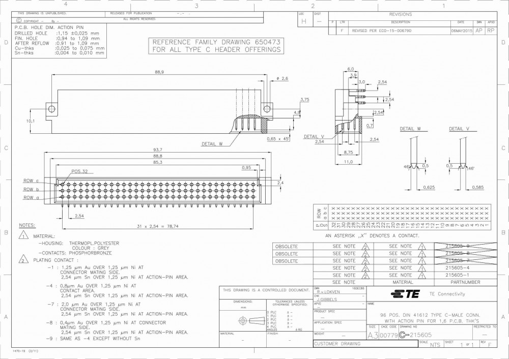 TE Connectivity 215605-4 technical drawing page