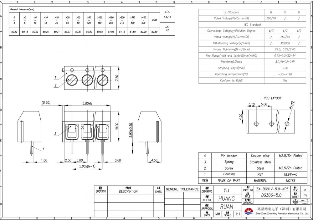 Megastar ZX-DG01V-5.0-2P5 technical drawing page 1