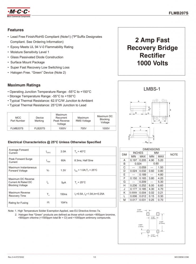 FLMB207S-TP datasheet page 1