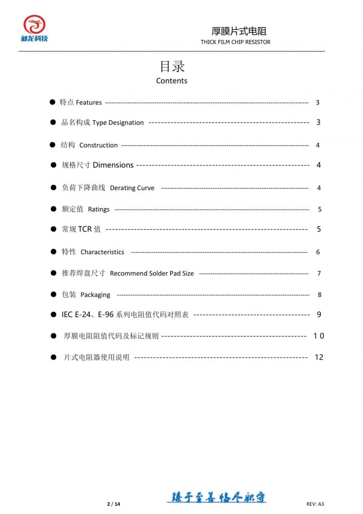CHANGLONG thick film resistor datasheet page 2