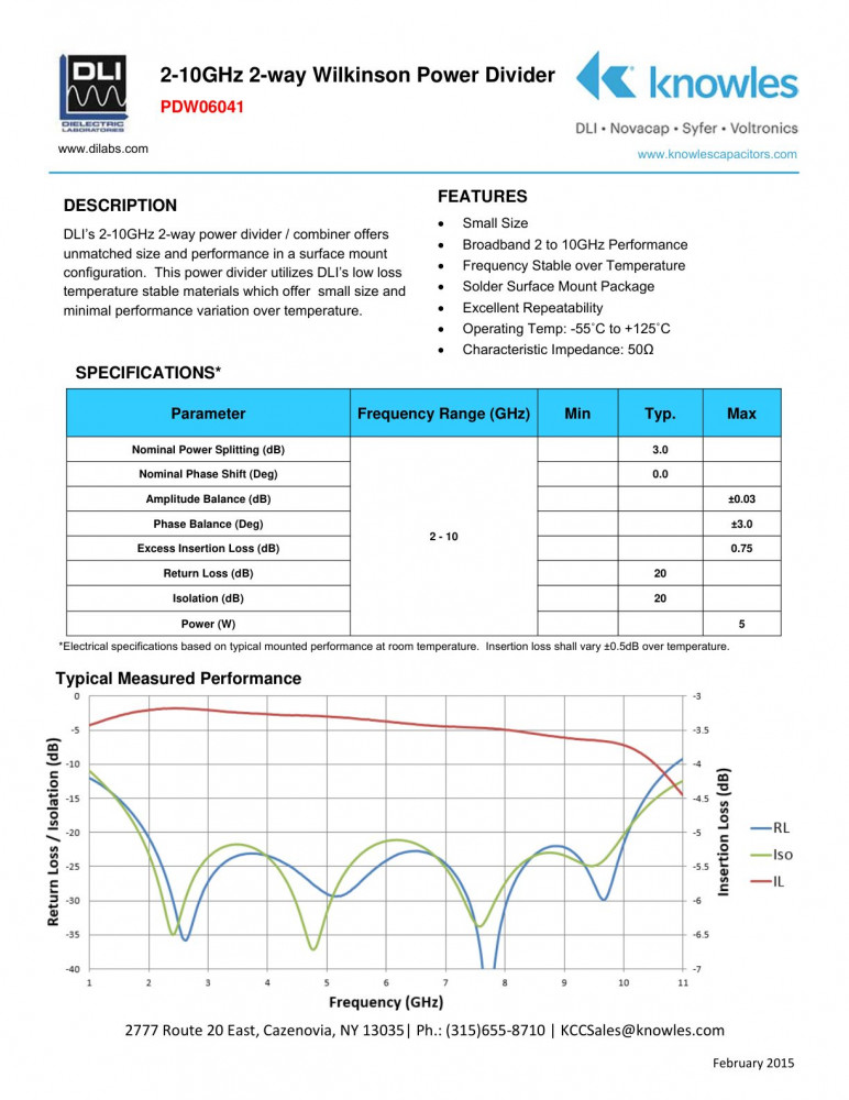 Knowles PDW06041 technical documentation page 1