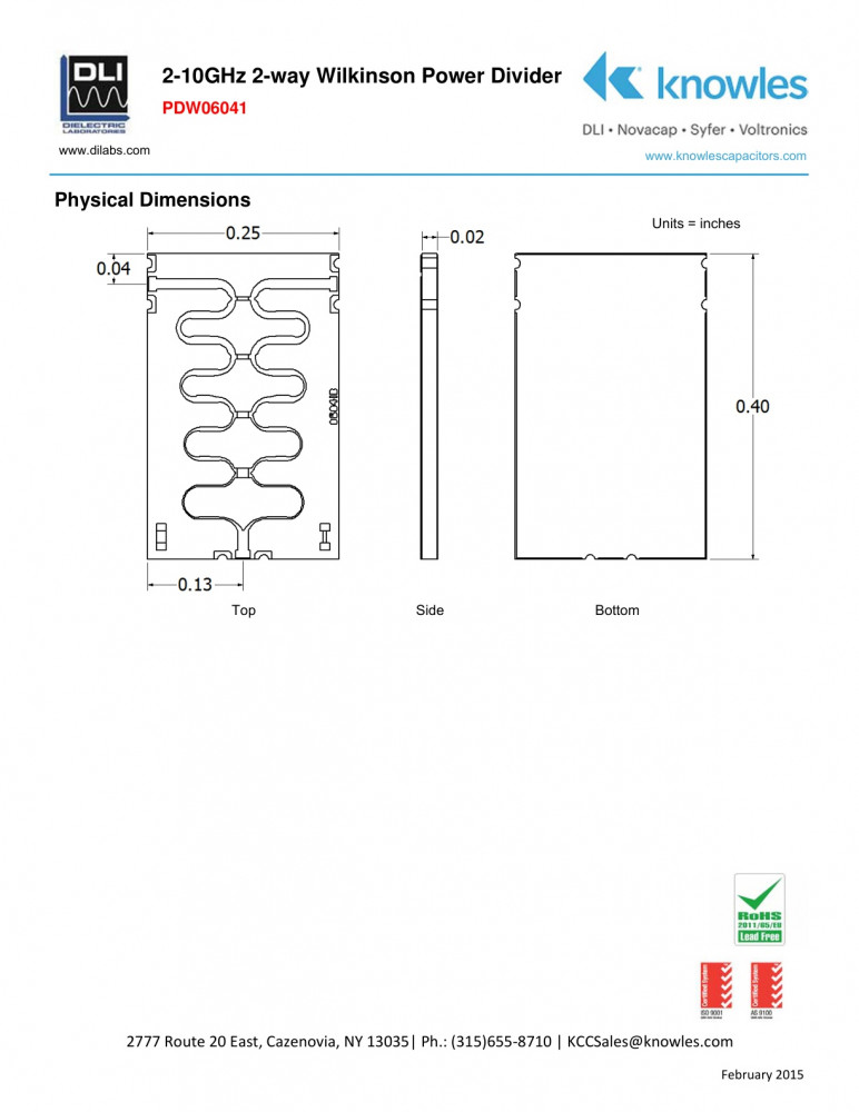 Knowles PDW06041 technical documentation page 2