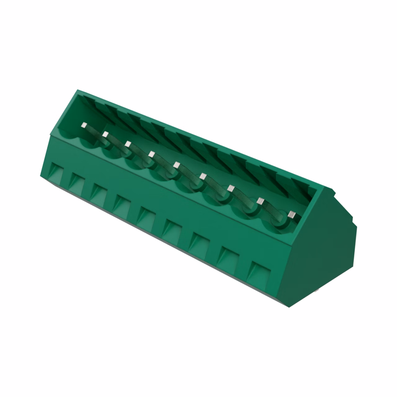 5.00mm Pitch Eurostyle 45° Angle PCB Header, Closed Ends, 9 Circuits, Green for sale