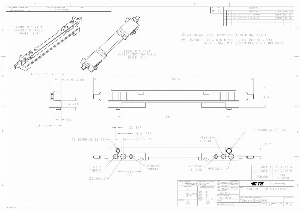 TE Connectivity 2057592-2 technical drawing page 1