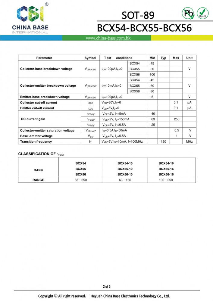 BCX55-16U datasheet page 2
