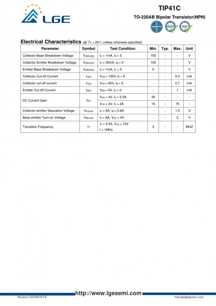 TIP41C datasheet page 2