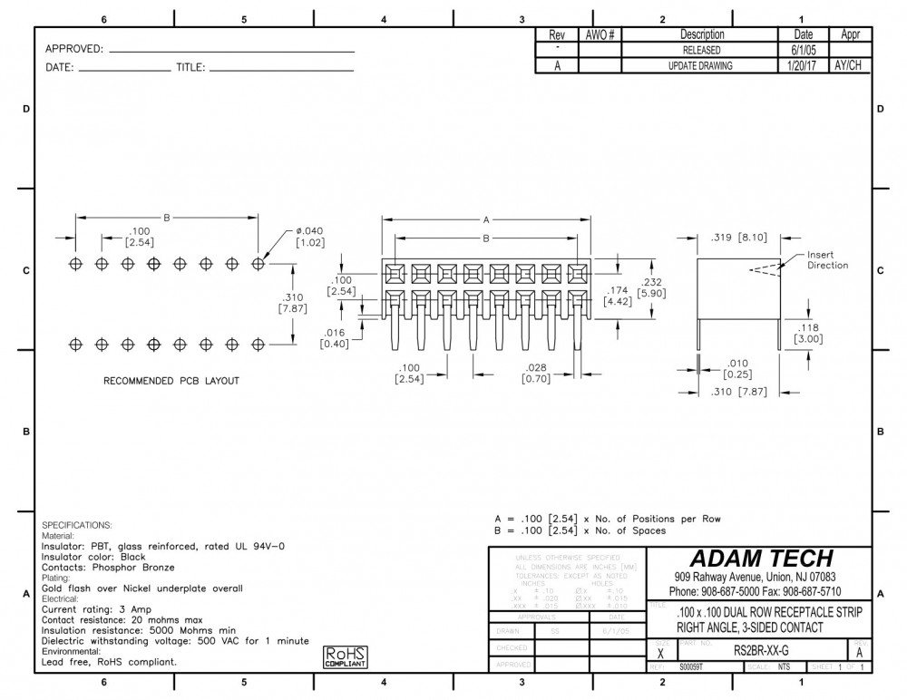 ADAM TECH RS2BR-20-G technical drawing