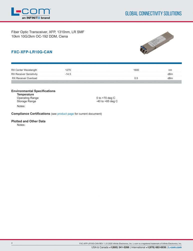 FXC-XFP-LR10G-CAN technical document page 2