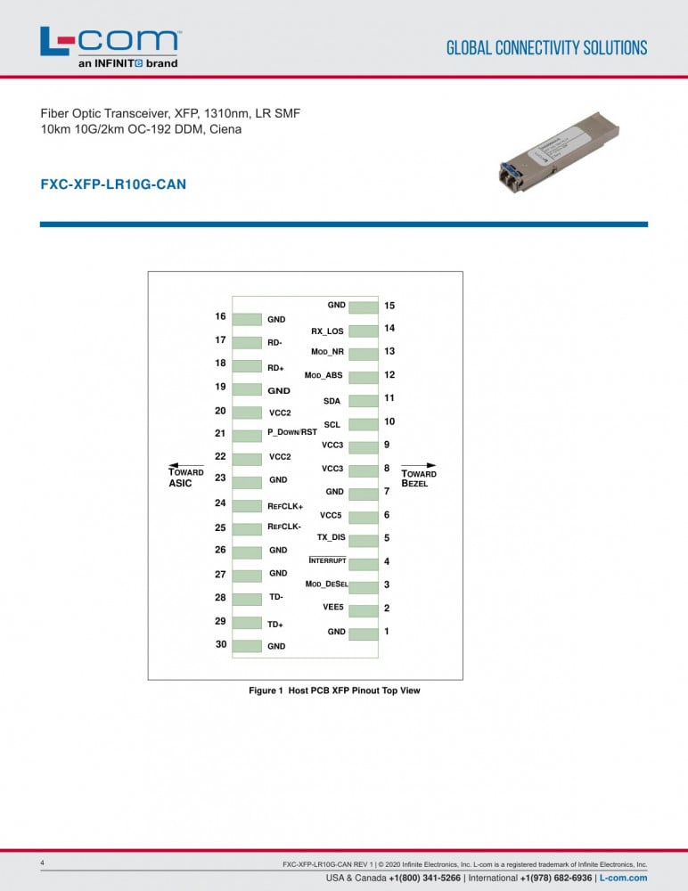 FXC-XFP-LR10G-CAN technical document page 4