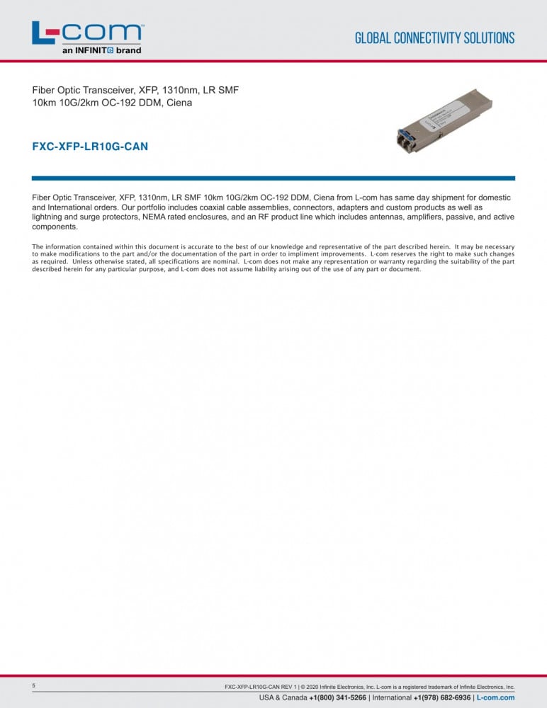 FXC-XFP-LR10G-CAN technical document page 5