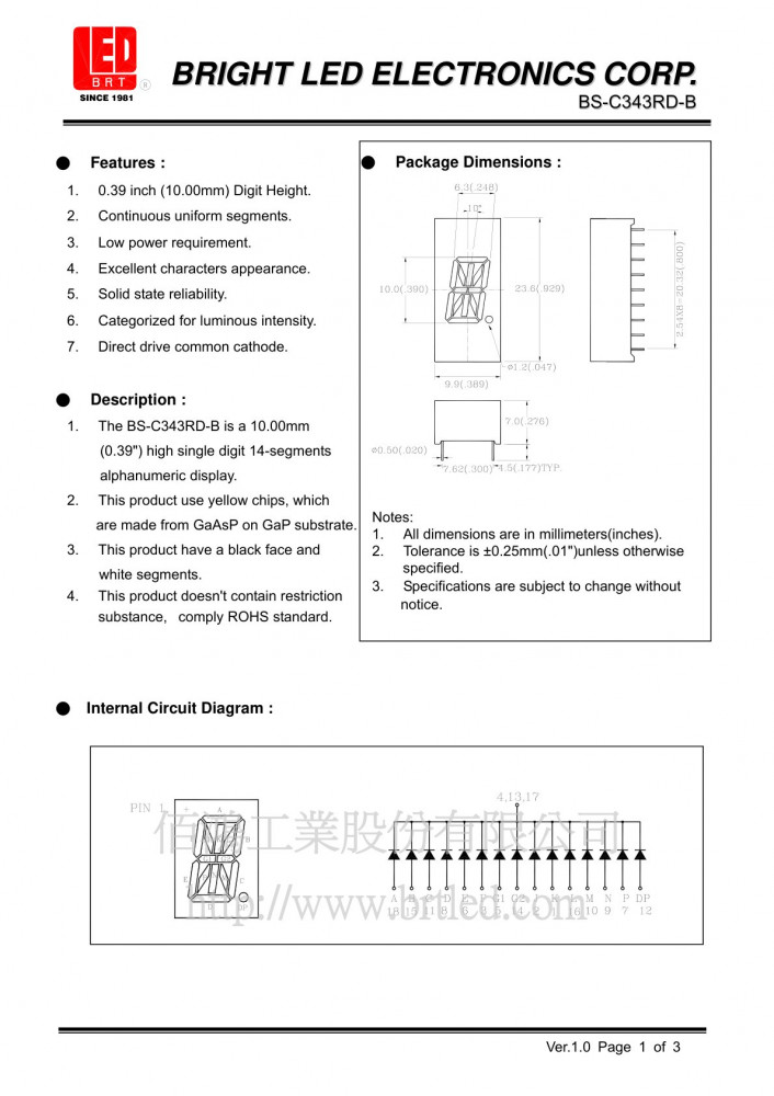 BS-C343RD-B product documentation page 1