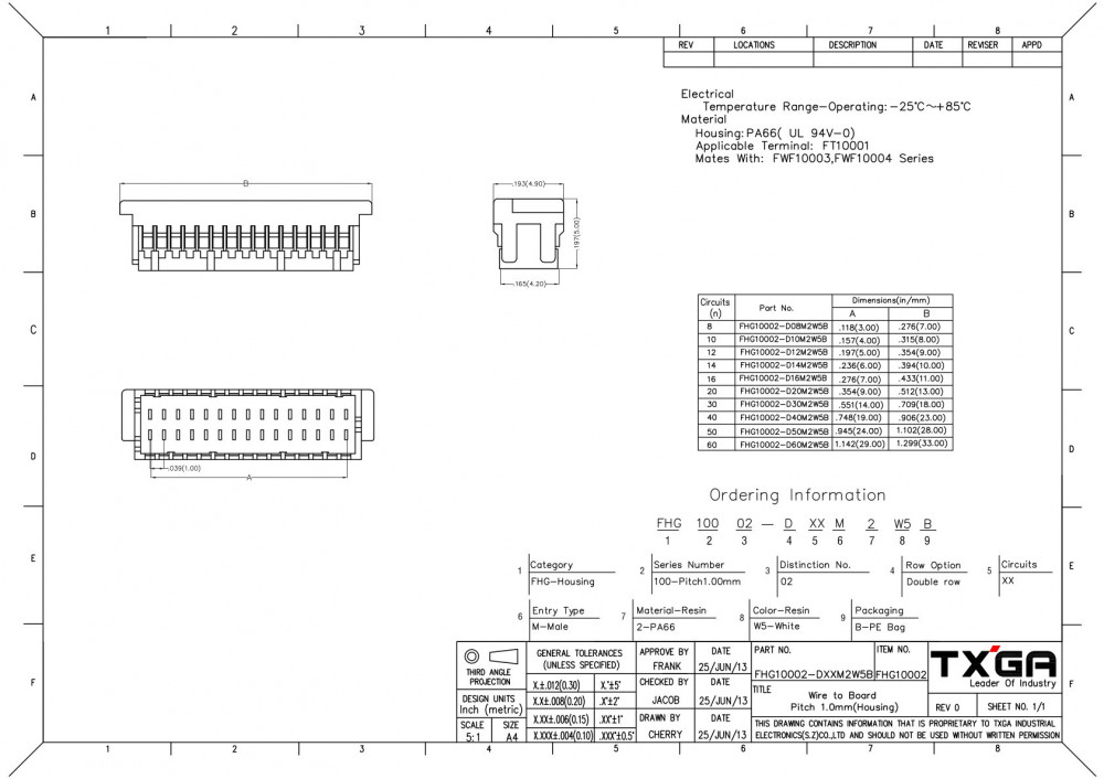 TXGA FHG10002-D16M2W5B product drawing preview