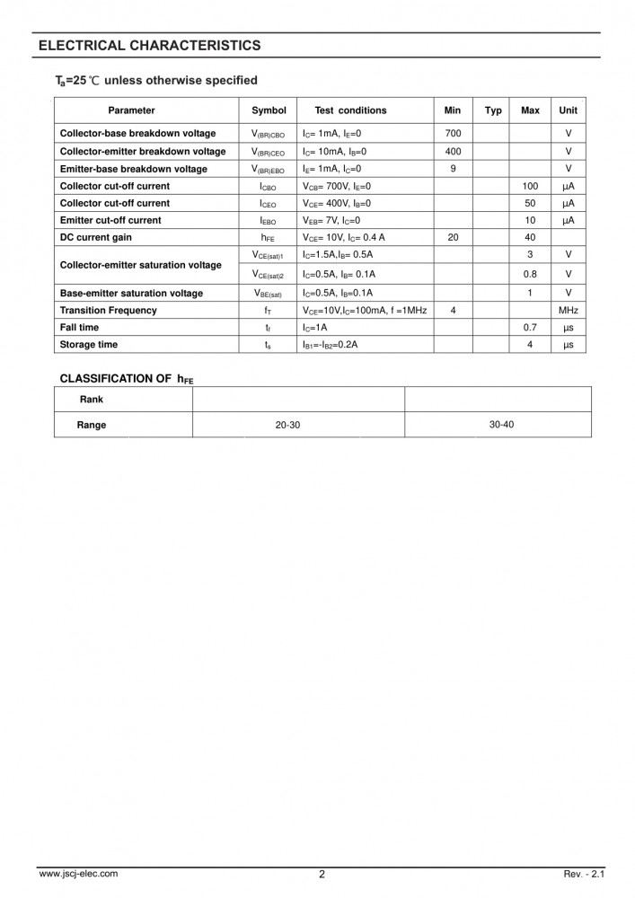 3DD13003B-TA datasheet page 2