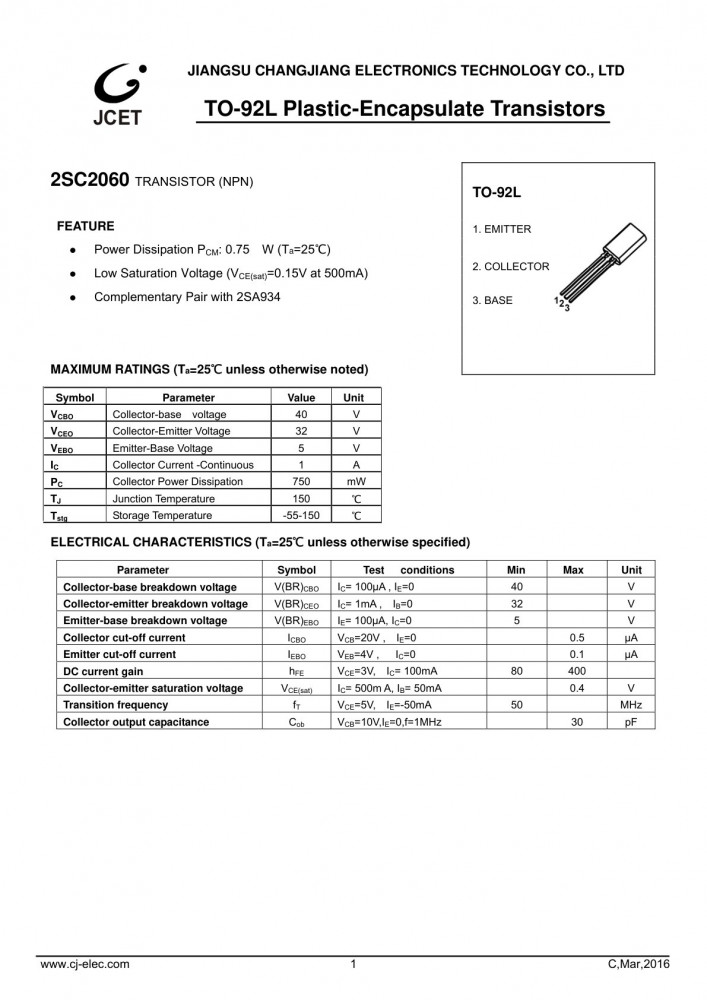 2SC2060 datasheet page 1
