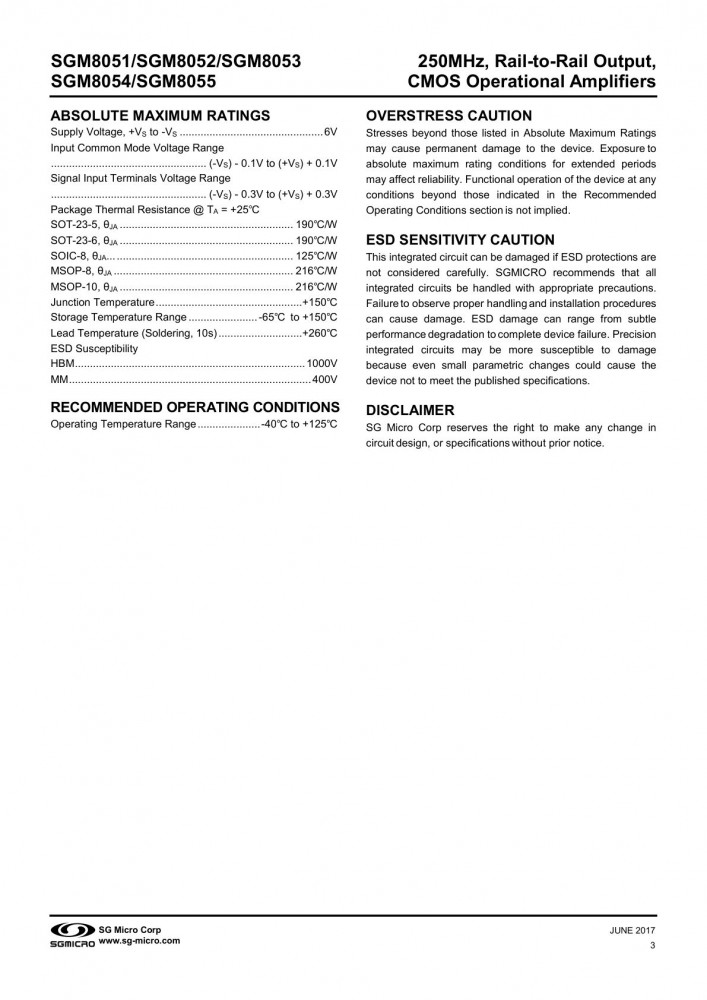SGM8053 datasheet page 3