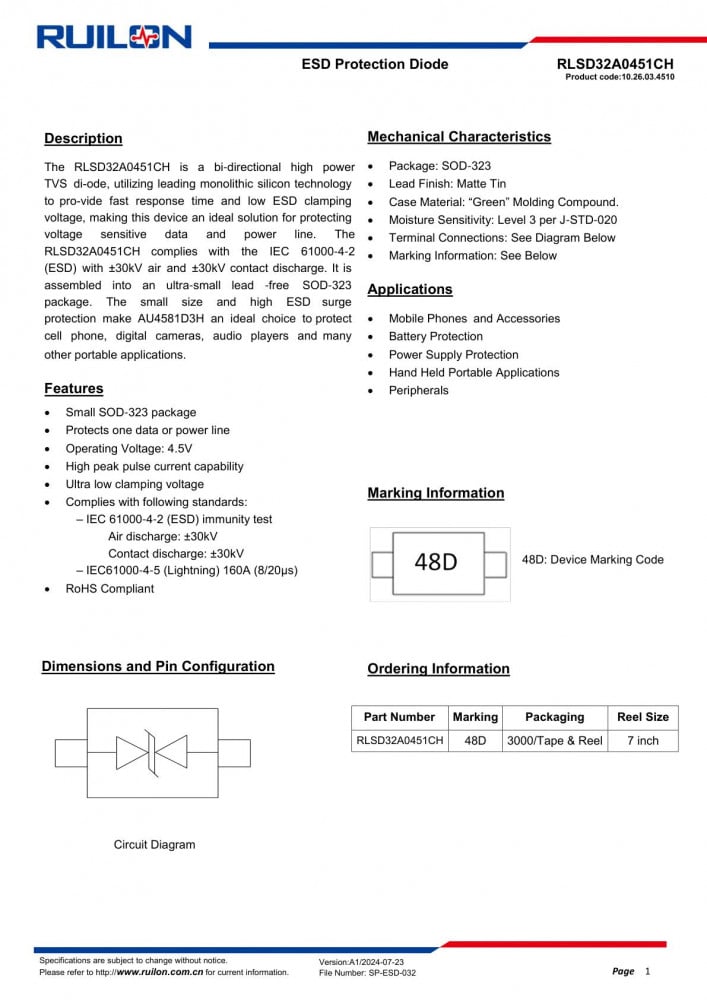 RLSD32A0451CH technical document page 1