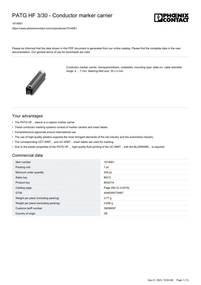 Phoenix Contact 1014061 document page 1