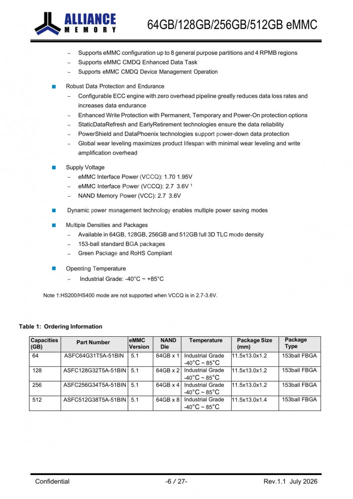 ASFC256G34T5A-51BIN datasheet page 6