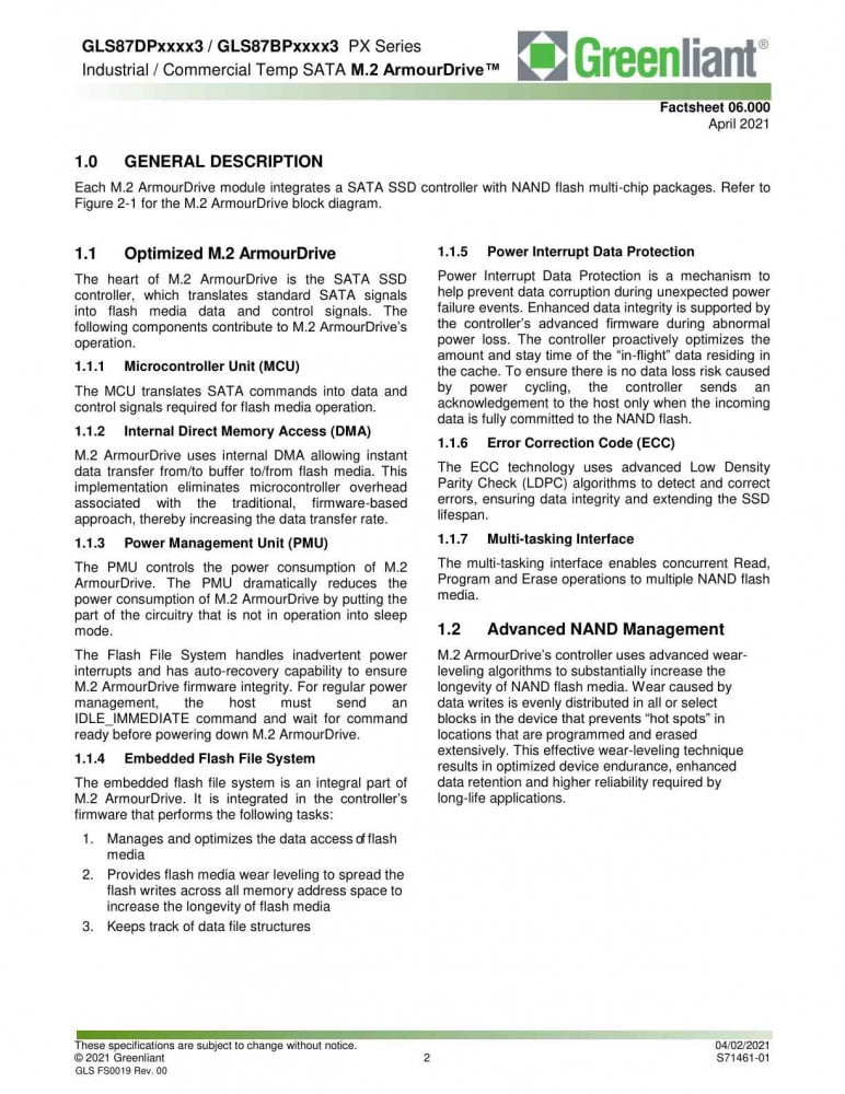 Greenliant GLS87DP032G3-I-BZ200 datasheet page 2