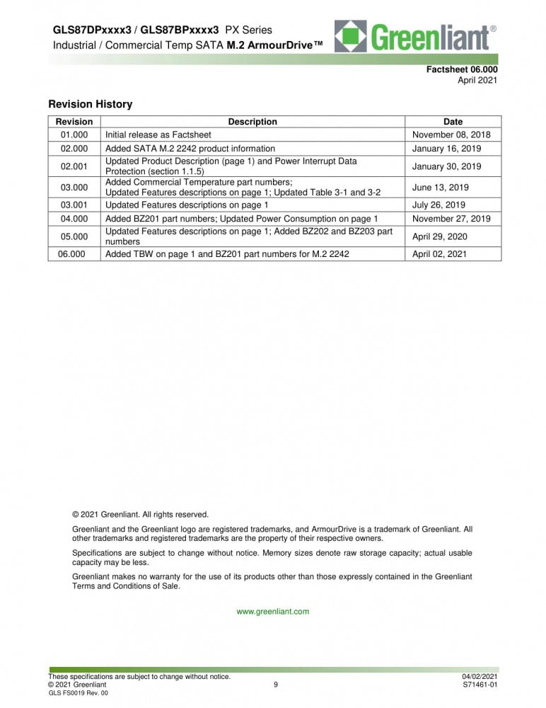 Greenliant GLS87DP032G3-I-BZ200 datasheet page 9