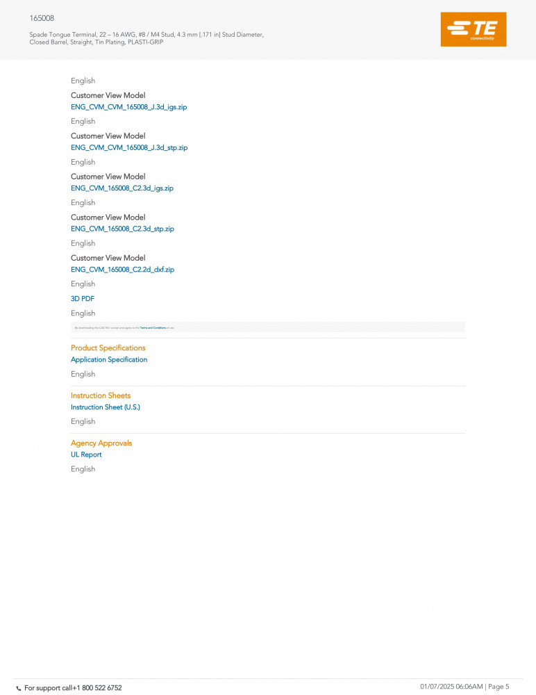 TE Connectivity 165008 technical document page 5