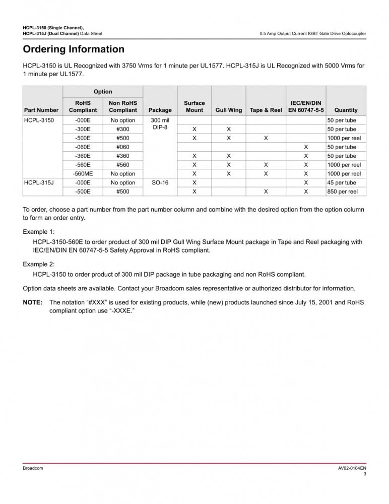 HCPL-3150 datasheet page 3