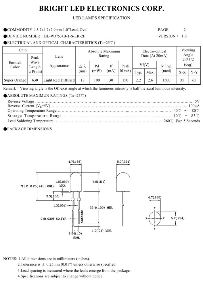 BL-WJ75J4B-1-S-LR-2F datasheet page 1