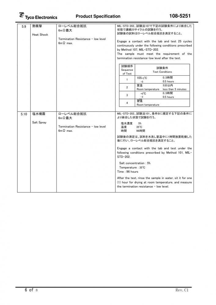 TE Connectivity specification page 6