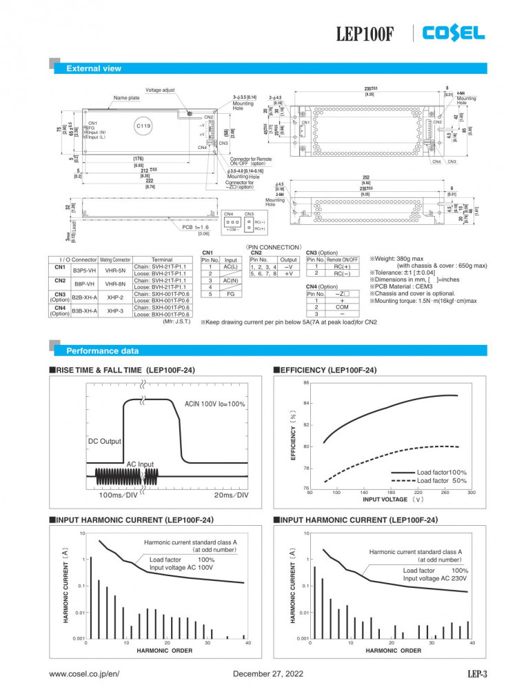 Cosel LEP series datasheet page 3