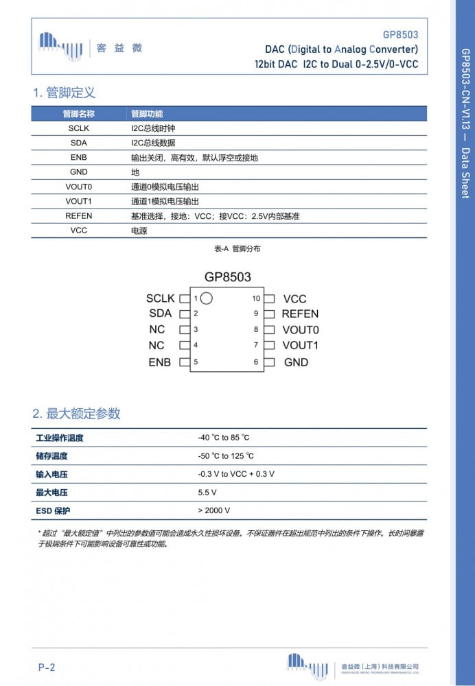 GP8503 datasheet page 2