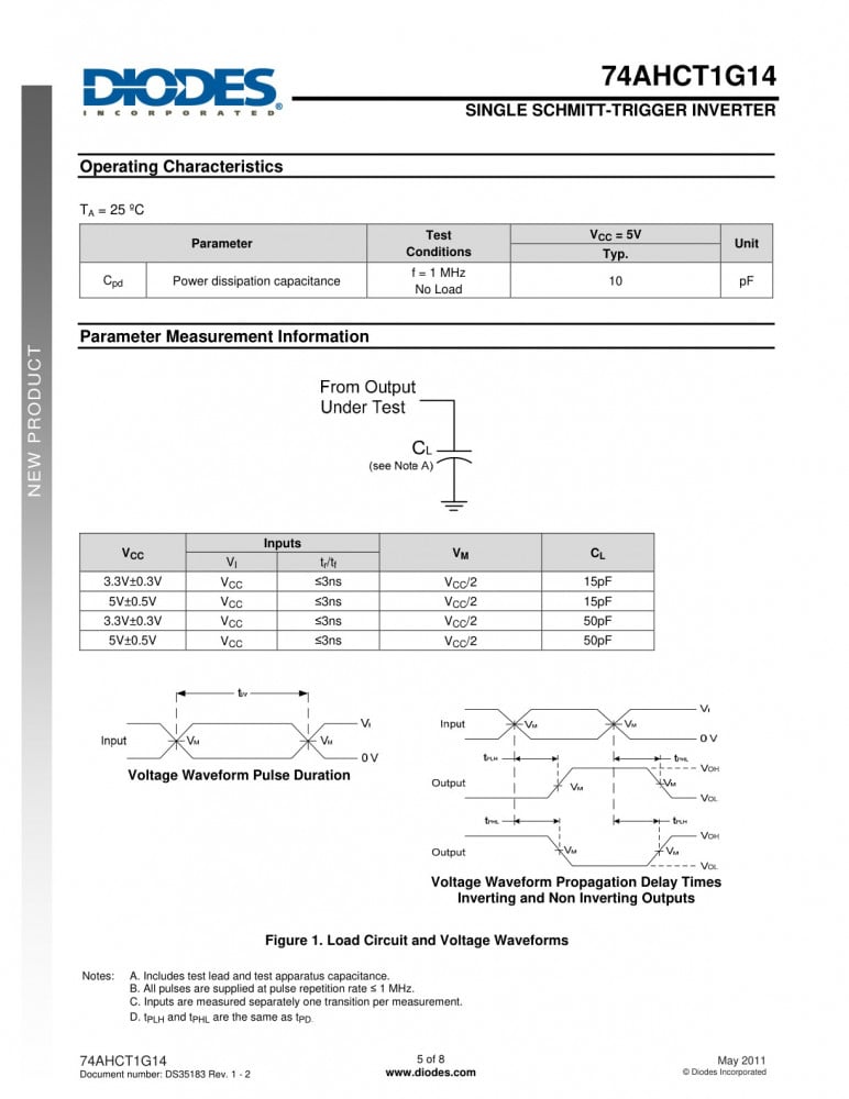 74AHCT1G14SE-7 datasheet page 5