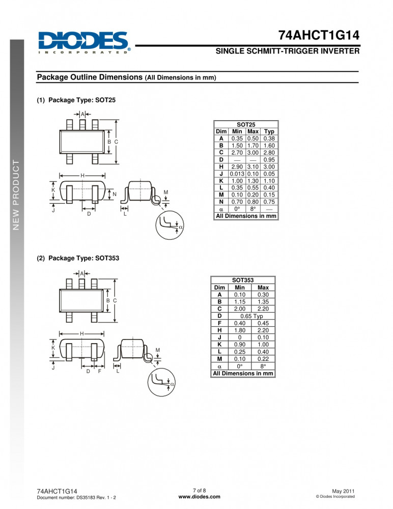 74AHCT1G14SE-7 datasheet page 7