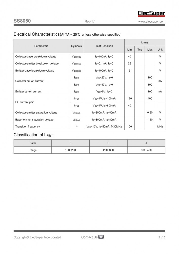 SS8050 datasheet page 2