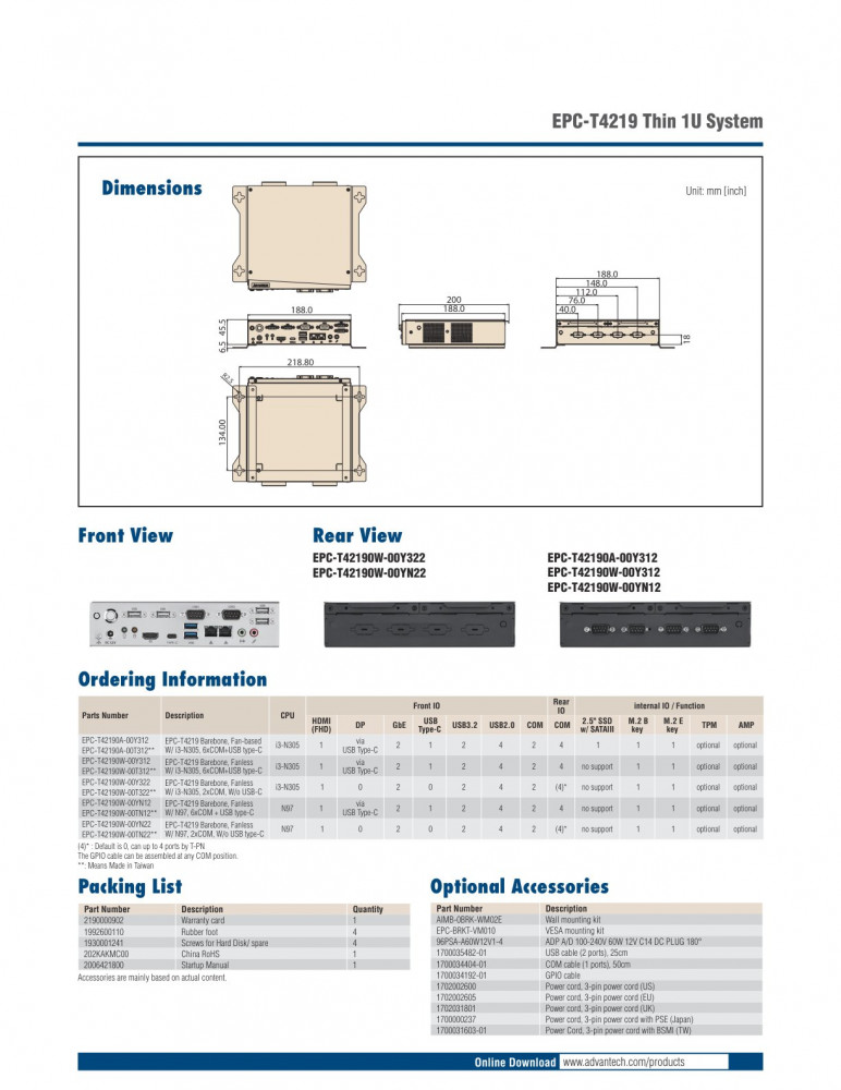 EPC-T4219 technical document, page 2