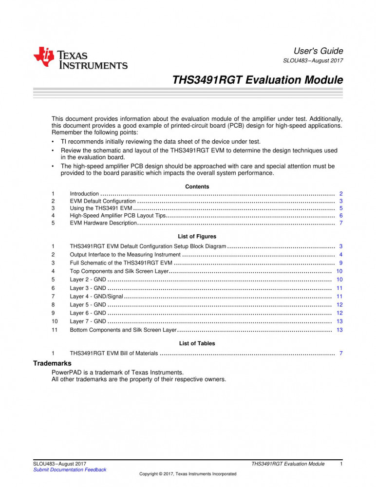 THS3491RGT EVM document page 1