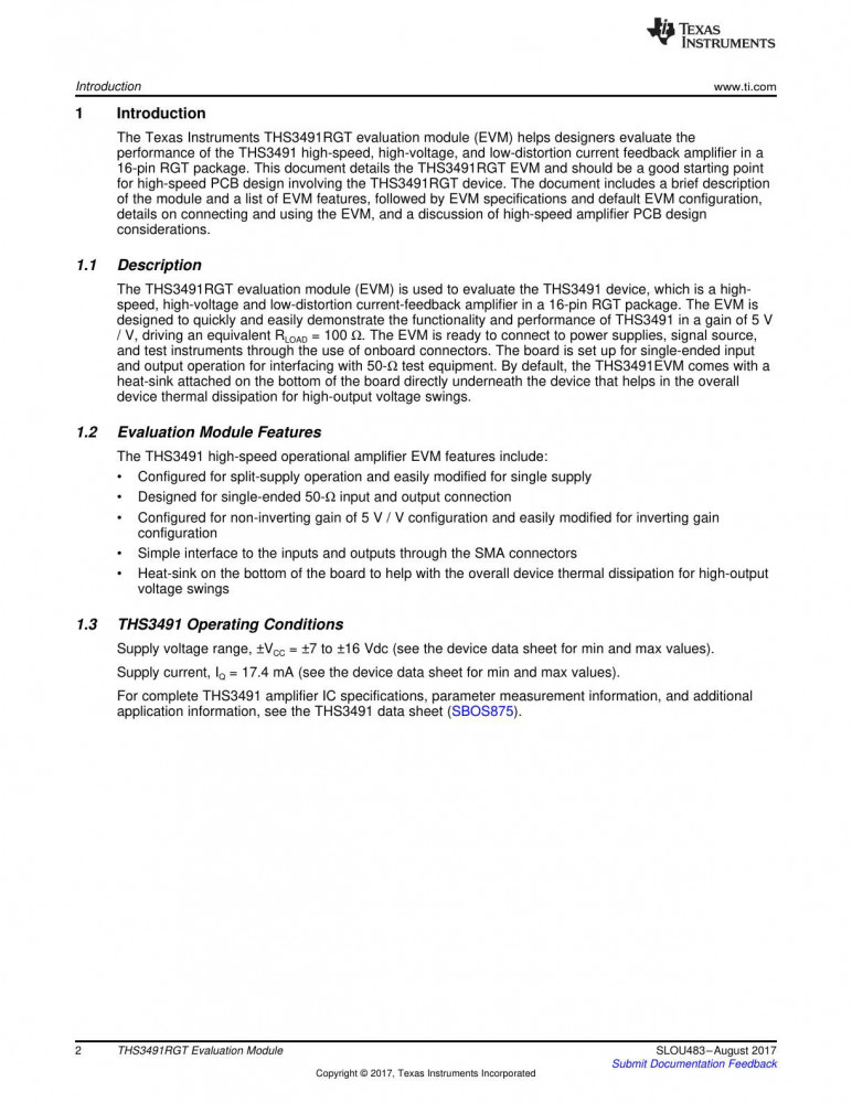 THS3491RGT EVM document page 2