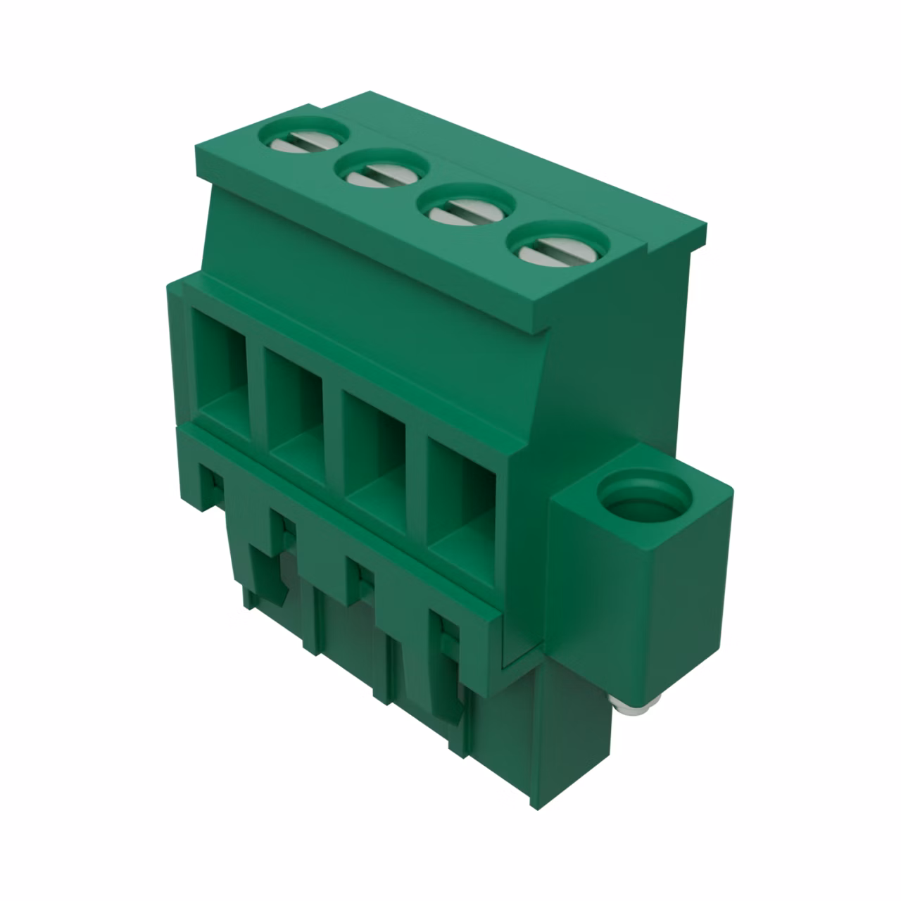 5.00mm Pitch Eurostyle Vertical Plug, with Retention Screws, Front Wire Entry, Green Housing, 4 Circuits for sale