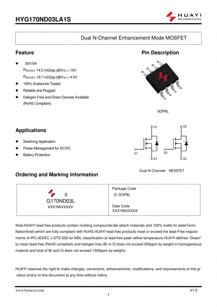 HYG170ND03LA1S datasheet page 1