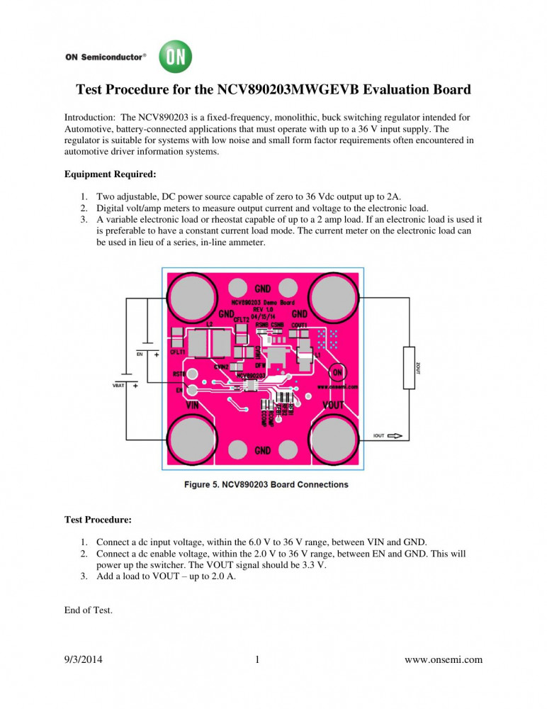 NCV890203 evaluation board connections