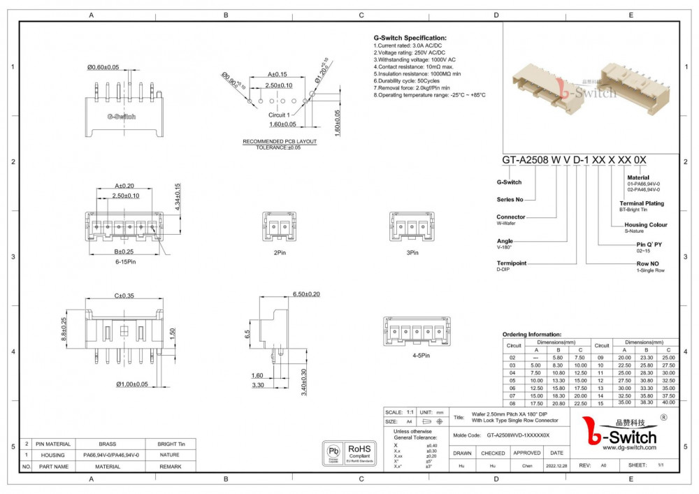 GT-A2508WVD-108SBT01 product specification drawing
