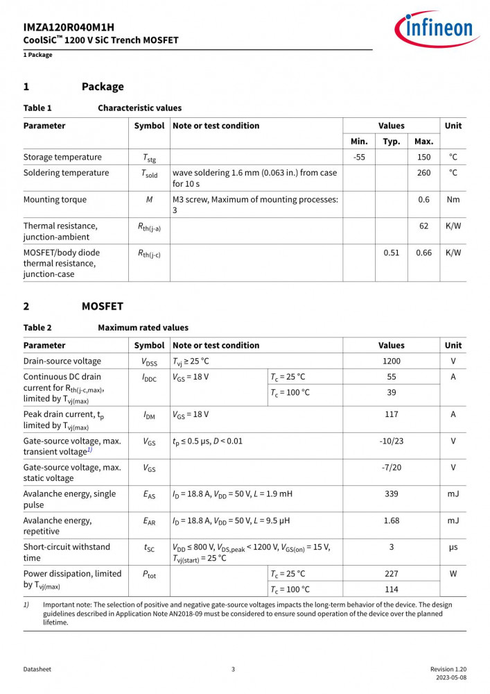 IMZA120R040M1HXKSA1 datasheet page 3